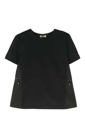Herno Jersey T-shirt With Contrast Panel And Drawstring Detail - Black
