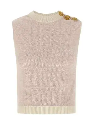 Balmain Testa Di Leone Tweed Knit Vest - Pink
