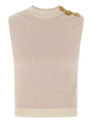 Balmain Testa Di Leone Tweed Knit Vest - Pink