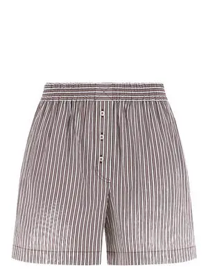 Brunello Cucinelli Cotton Poplin And Silk Striped Pajama Shorts - Multicolor
