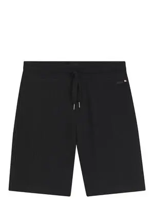 BOSS Cotton-blend Shorts With Waffle Texture - Black