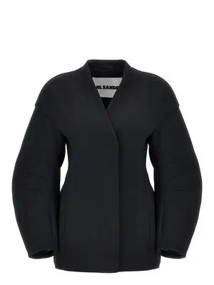 JIL SANDER Wool Blazer With Lacing Detail - Black