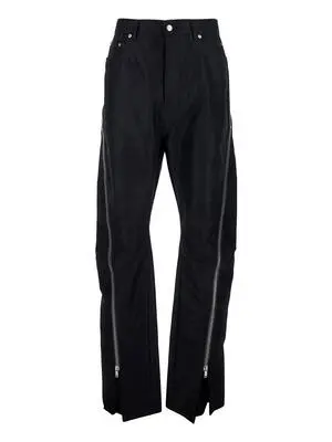 Rick Owens Bolan Banana Stretch Cotton Pants With Zip Details - Black