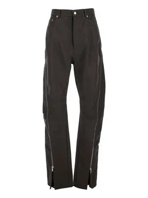 Rick Owens Bolan Banana Pants With Zip Details In Stretch Cotton - Brown