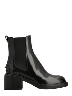 TOD'S Leather Chelsea Boots With Block Heel - Black