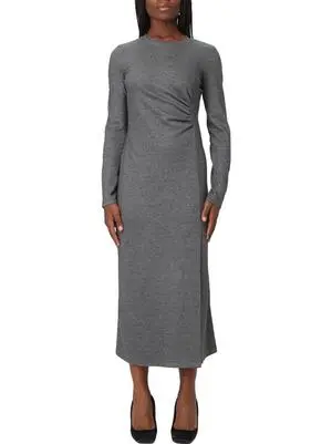 Max Mara Ribbed Ruched Midi Dress - Gray