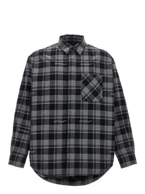 Off-White Check Flannel Padded' Jacket - Gray
