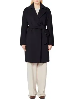 Max Mara Wool Wrap Coat - Black