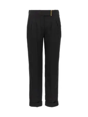 TOM FORD Metal Bar Detail Viscose Trousers - Black