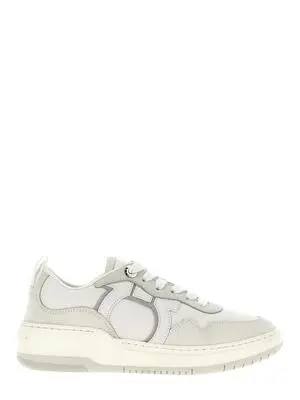 FERRAGAMO Dania Lace-up Leather Sneakers - White