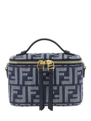 Fendi Ff Denim Vanity Handbag - Blue
