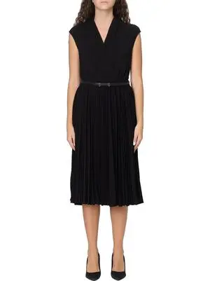 Max Mara Pleated Dress With Belt - Black