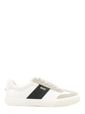BOSS Leather & Suede Panelled Low-top Trainers - White