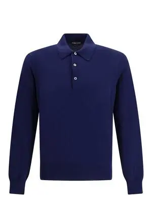 TOM FORD Long-sleeved Polo - Blue