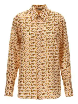 Burberry Burberry Silk Poplin 'B' Print Shirt Multicolor