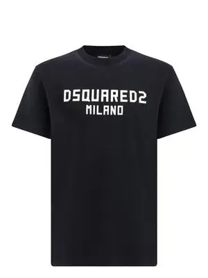 Dsquared2 T-shirt With “ Milano” Logo Printed - Black