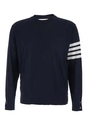 Thom Browne THOM BROWNE Crew Neck Wool Sweater With 4-Bar Detail Multicolor