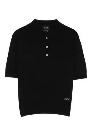 A.p.c. Cotton Jacquard Logo Polo Shirt - Black