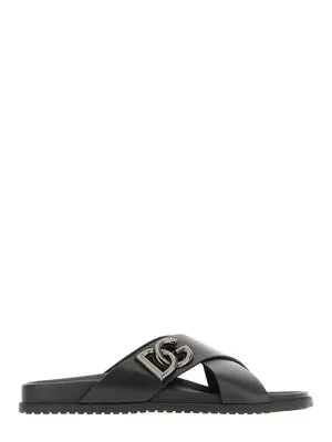 Dolce & Gabbana Embellished Leather Slides - Multicolor