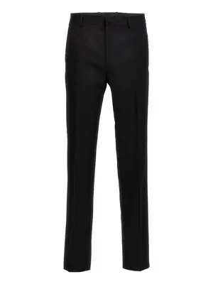 LANVIN Tuxedo Wool Pants With Satin Side Bands - Black
