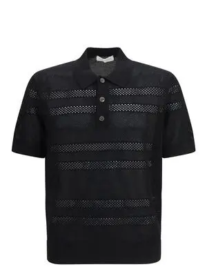 Dries Van Noten Mesh Polo Shirt - Black