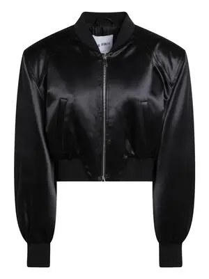Attico Shiny Cropped Bomber Jacket - Black