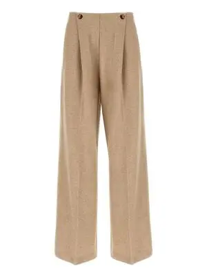 Max Mara Cashmere Blend Wide-leg Trousers - Cream