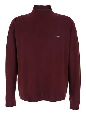 VIVIENNE WESTWOOD Wool Blend Turtleneck Sweater With Orb Logo Embroidery - Multicolor