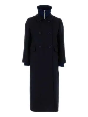 Prada Wool Double Breasted Coat - Blue