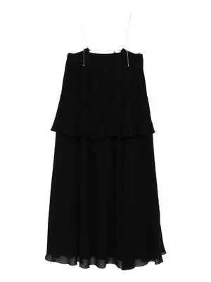 Chloé Sleeveless Long Dress In Silk Georgette - Black