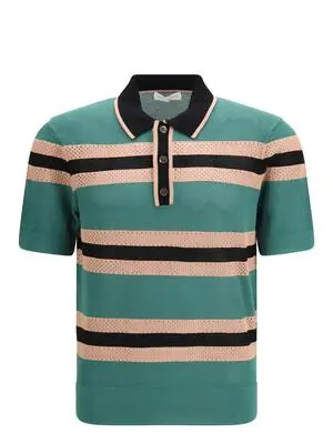 Dries Van Noten Striped Polo Shirt - Green