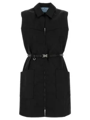 Prada Sleeveless Belted Dress - Black