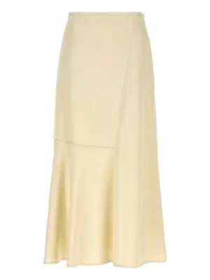JIL SANDER Viscose And Silk Midi Skirt - White