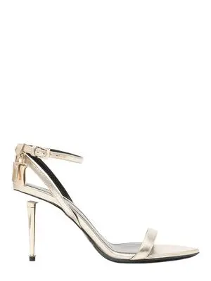 TOM FORD Ankle-strap Padlock 90 Mid Heel Sandals - Silver