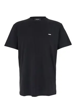 Dsquared2 Crewneck T-shirt With Patch Logo On The Front In Cotton - Multicolor