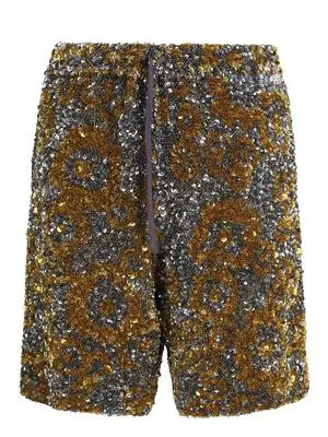 Dries Van Noten Sequin-embellished Drawstring Shorts - Multicolor