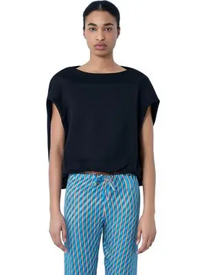 Dries Van Noten Draped Sleeve Top - Black