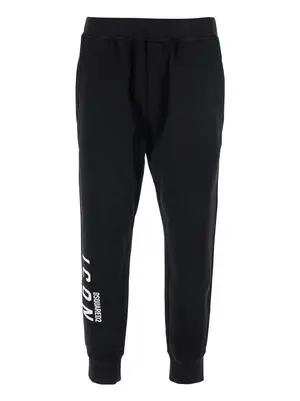 Dsquared2 Black Pants With Elastic Waist And Logo Lettering On The Leg In Cotton - Multicolor