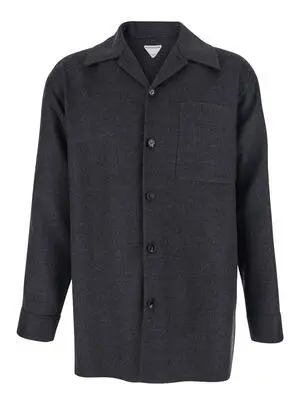 Bottega Veneta Grey Jacket With Wide Notched Revers In Cashmere And Silk - Multicolor