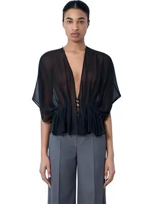 Max Mara Sheer Silk Blouse - Black