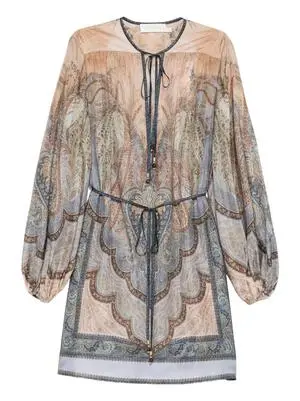 Zimmermann Wanderlust Tie-neck Tunic Dress - Blue