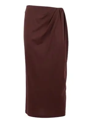 Max Mara Pleated Cotton Skirt - Brown