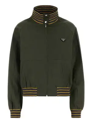Prada Zip-up Bomber Jacket With Striped Accents - Red