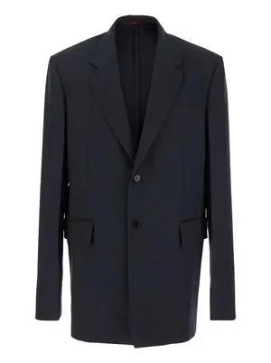 Gucci Wool Gabardine Jacket With Embossed Logo - Multicolor