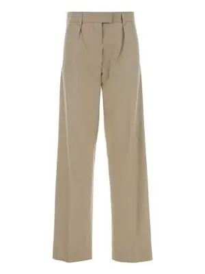 Miu Miu Wide Leg Cotton Blend Pants - White