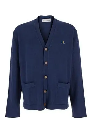 VIVIENNE WESTWOOD Cotton V-neck Cardigan With Orb Emblem - Multicolor