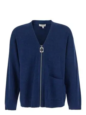 JW Anderson Wool Blend V-neck Zip-up Cardigan - Multicolor