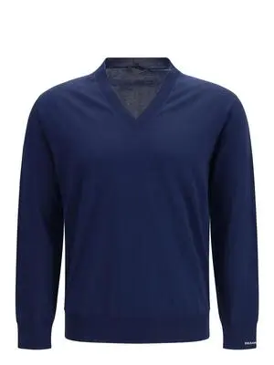 Prada Cotton V-neck Sweater - Blue