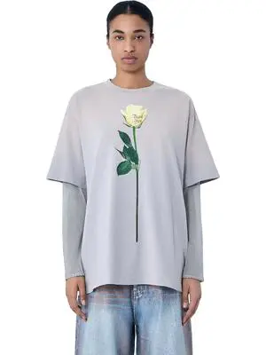 Acne Studios Layered Floral Graphic T-shirt - Gray
