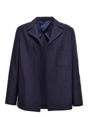 Fendi Single-breasted Virgin Wool Jacket - Blue